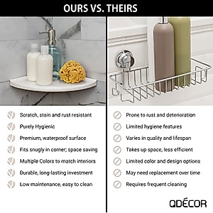 Questech Decor Corner Shower Shelf, Lugged for New Construction, Shower Corner Shelf for Tiled Walls, 10 Inch Metro Lugged Shower Caddy Bathroom Organizer, Sand Matte