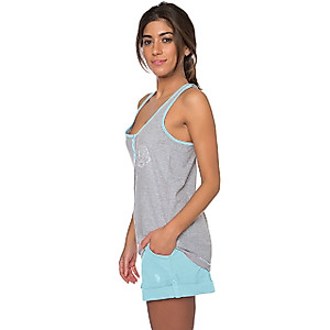 U.S. Polo Assn. Womens Lounge Set Pajama Racerback Tank and Shorts Sleepwear PJs Set Heather Gray/Mint Heather Medium
