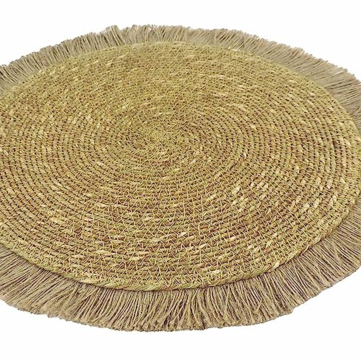 Trunkin USA Jute Fringed Edge Placemat Size: 14" Round Set of 2/4 Color: Natural