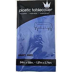 Royal 7 Pack of:3 Plastic Table Cloth 54 x 108, Plastic Party Table Cover, Reusable Plastic Table Cloth, Disposable Rectangular Table Cover (Blue, 3)
