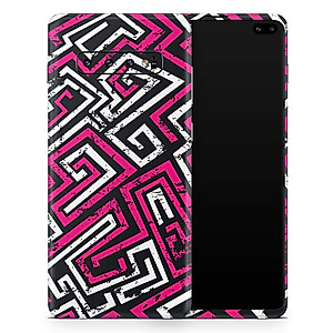 DesignSkinz Pink & White Abstract Maze Pattern Protective Vinyl Decal Wrap Skin Cover Compatible with The Samsung Galaxy S20 (Screen Trim & Back Glass Skin)