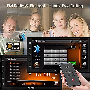 MMAUTO Double Din Car Stereo with Wireless Apple Carplay & Android Auto, 7 Inch HD LCD Touchscreen Car Radio with Bluetooth Voice Control, Rearview Camera, AM/FM Audio Receiver, Subwoofer, USB/AUX