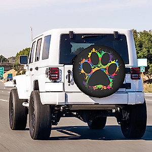 Foruidea Colorful Paw Spare Tire Cover Dust-Proof Wheel Tire Cover Fit Trailer, RV, SUV and Many Vehicle 17 Inch