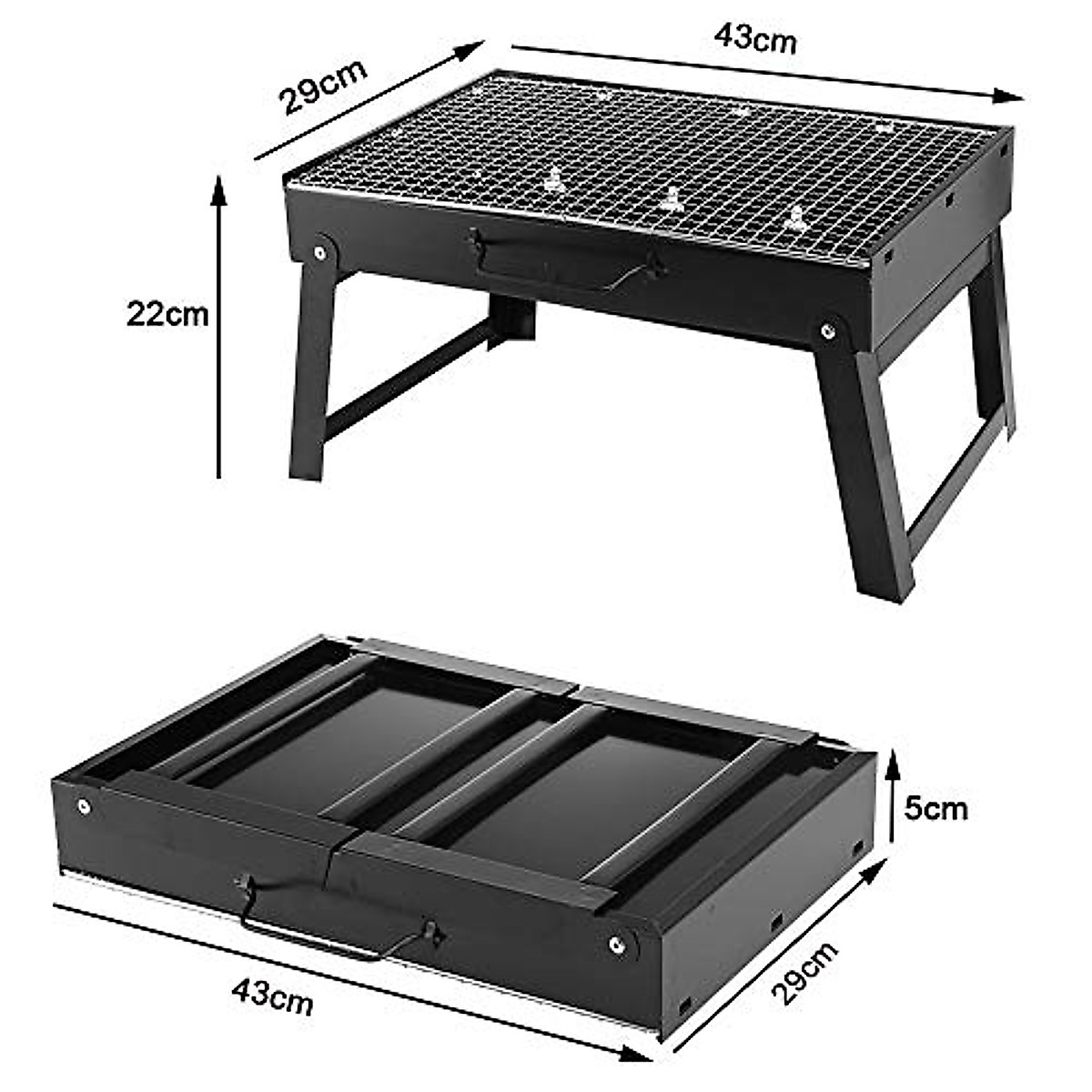 Barbecue Charcoal Grill Stainless Steel Folding Portable BBQ Tool Kits for Outdoor Cooking Camping Hiking Picnic Patio Smokers