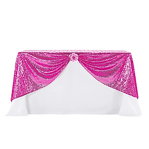 JYFLZQ Fuchsia Sequin Tablecloth 50" x 50" Small Square Sparkly Drape Table Cloths Table Cover Overlay for Wedding Birthday Party Baby Bridal Shower