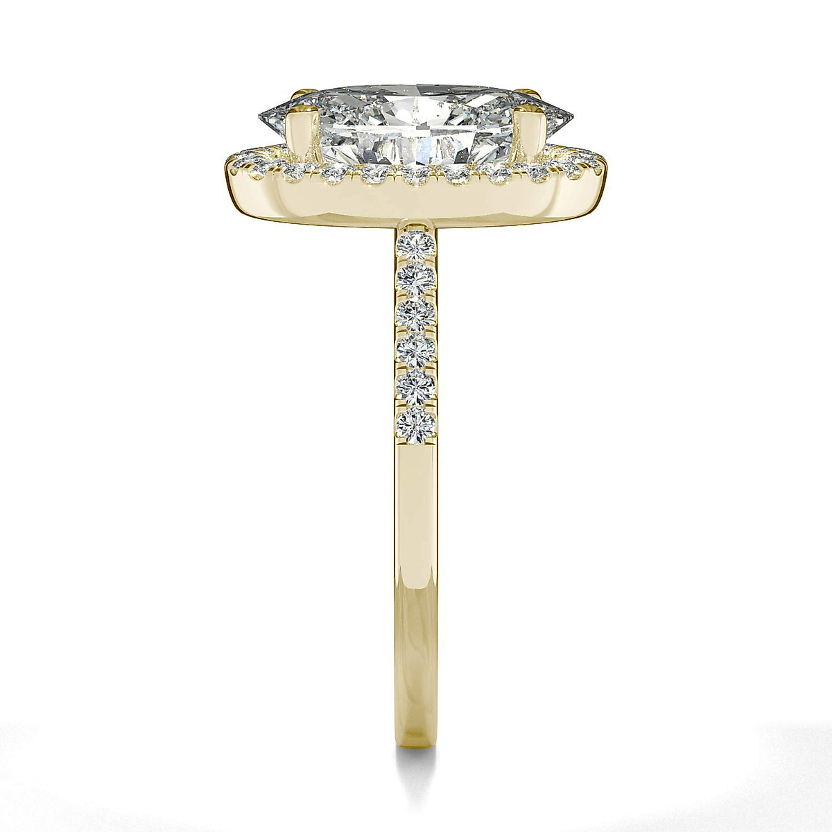 Charles & Colvard Created Moissanite 12x8mm Oval Cut Elongated Engagement Ring for Women | 4.75 cttw DEW | Lab Grown | Solid 14K Yellow Gold | Size 8