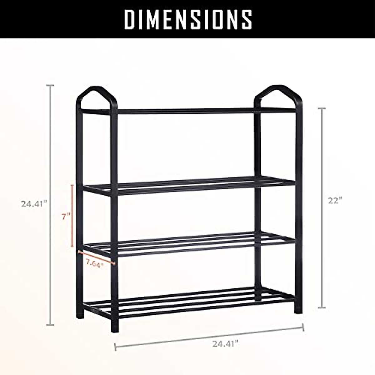 YSSOA 4-Tier Stackable Shoe Rack, 12-Pairs Sturdy Shoe Shelf Storage, Black Shoe Tower for Bedroom, Entryway, Hallway, and Closet