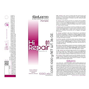 Salerm - Repairing Shampoo - Hi Repair Shampoo - 1000 ml - Deep Hydration for Damaged Hair - Repairs and Rejuvenates - Shinier and Softer Hair - Immediate Effect
