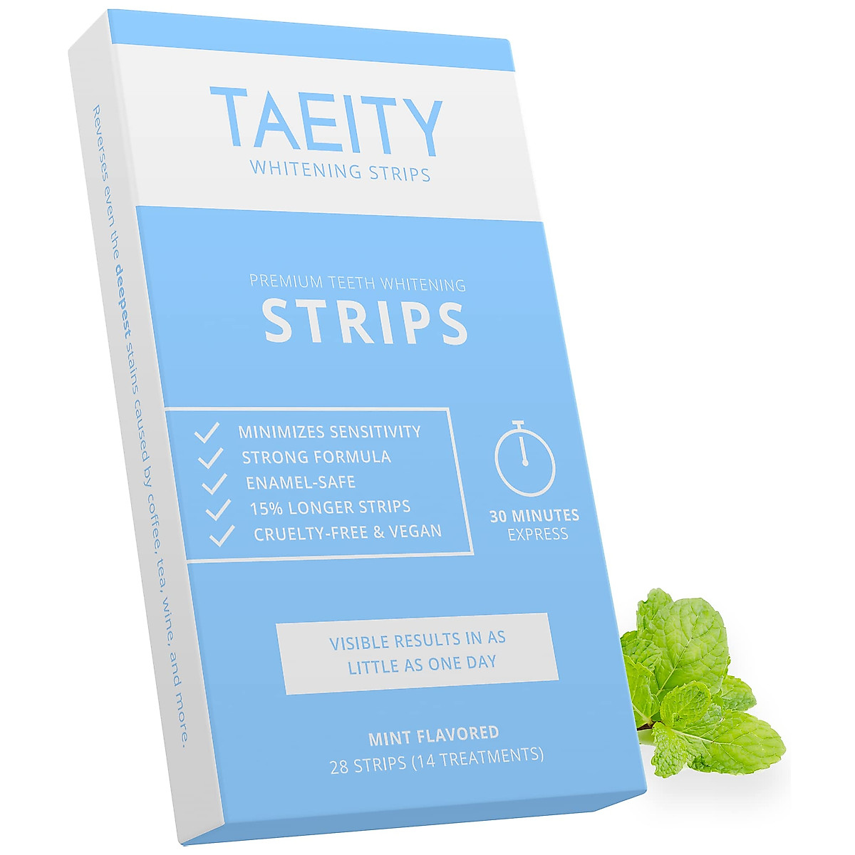 Taeity Teeth Whitening Strips - Non-Sensitive & Strong Formula (28 Strips, 14 Treatments)