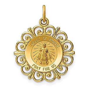 IceCarats 14K Yellow Gold Infant of Prague Medal Necklace Charm Pendant Only
