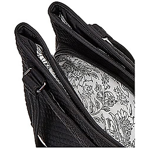 Vera Bradley Women's Microfiber Multi-Compartment Shoulder Satchel Purse, Classic Black, One Size