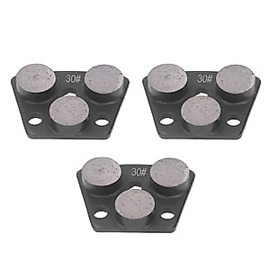 3Pcs Diamond Grinding Shoes Trapezoid Concrete Floor Cutting 3 Cylinder Teeth Grinder Coating Disc Shoe Black Grit 30 Metal and Resin Abrasive Construction Tool