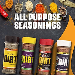 Todd’s DIRT - All Purpose Seasoning & BBQ Rub 4 Pack Sampler Set, Gourmet Seasonings and Rubs that are GREAT ON EVERYTHING, Low Sodium and 100% All Natural With No MSG & Gluten-Free