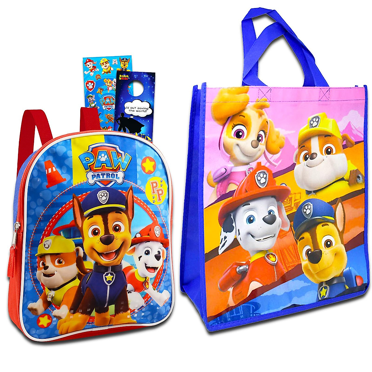 Fast Forward Paw Patrol Mini Backpack and Drawstring Bag Set - Bundle with 11” Paw Patrol Mini Backpack, Drawstring Bag, Stickers, More | Paw Patrol Backpack Toddler