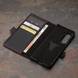 TORRO Phone Case Compatible with Samsung Galaxy Z Fold5 – Premium Leather Wallet Case with Stand Function and Card Slots (Black)