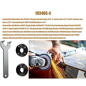 Generic Angle Grinder 193465-4 224399-1 224568-4 Wrench Spanner Metal Lock Nut Flange 1/4''-20 Compatible with Dewalt Milwaukee Makita Bosch Black&Decker Ryobi 4.5"" 5"" 5/8-11
