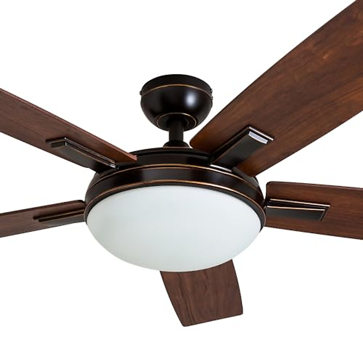 Prominence Home Emporia, 52 Inch Contemporary Indoor LED Ceiling Fan with Light, Remote Control, Dual Mounting Options, Dual Finish Blades, Reversible Motor - 51022-01 (Espresso)