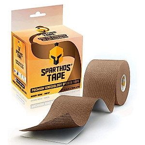 Sparthos Kinesiology Tape [Mountain Brown - 16.4ft Uncut Roll] x Ice Packs for Injuries [Size Medium + Cover]