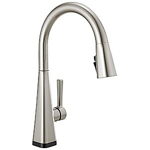 Delta Faucet Lenta Touch Kitchen Faucet Brushed Nickel, Kitchen Faucets with Pull Down Sprayer, Kitchen Sink Faucet, Faucet for Kitchen Sink, Touch2O Technology, SpotShield Stainless 19802TZ-SP-DST