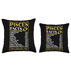 Pisces Zodiac Facts Design Zodiac Facts Funny Pisces Throw Pillow, 16x16, Multicolor