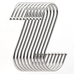 NXG 6-Pack 4.5 Inches S Shape Hooks,Heavy-Duty Stainless Steel Hanging Hooks - Ideal for Kitchen, Office, Home, Garden, Workplace