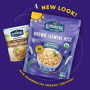 Lundberg Brown Jasmine Rice, Ready in 90 Seconds – RegenerativeOrganic Certified Long Grain Brown Rice, Microwavable, Fluffy, Non-Sticky, Aromatic Organic Rice, 8 Oz