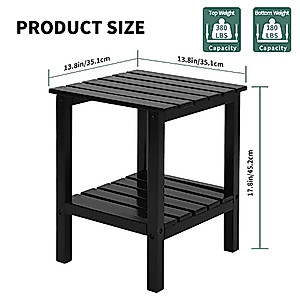 INTOBOO Outdoor Side Table,Rectangular End Table, Adirondack Small Side Tables, Patio Tables for Outside Pool Porch Deck Garden Backyard -Black