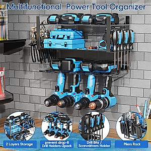 Warmodern Power Tool Organizer, Wall Mount Garage Tool Organizers and Storage, Heavy Duty Drill Holder for Garage, Workshop,Christmas Gift for Men