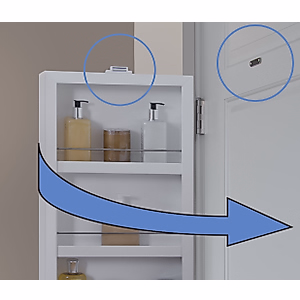 Cabidor Deluxe Mirrored Behind The Door Adjustable Medicine Cabinet, Kitchen & Bathroom Storage Cabinet