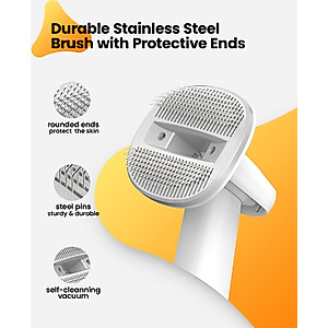 oneisall Cat Vacuum Brush for Shedding Grooming, Low-Noise Pet Grooming Vacuum for Cats Long Short Haired, Cat Grooming Brush for Loose Fur and Undercoat, Pet Hair Removal Between Seasons