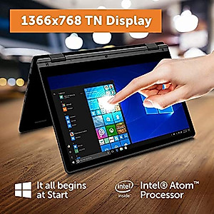 Ematic 11.6" Laptop, Touchscreen, 2-in-1, Windows 10, Intel Atom Quad-Core Processor, 2GB RAM, 32GB Flash Storage, Black (EWT117)
