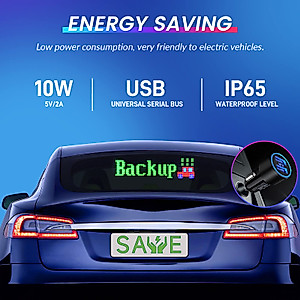 KJOY USB 5V LED Sign, Bluetooth, App Control, Flexible, Programmable Custom Text Pattern Animation Scrolling Display for Car, Store, Party, Bar, Hotel, Concert, 14.6''x3.6''