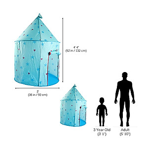 Vokodo Princess Castle Magical Play Tent with Stars Easy Folding Kids Blue Playhouse Boosts Imagination and Creativity Indoor Outdoor Adventure Toy House for Children Boys Girls Toddlers