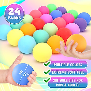 Slow Rising Stress Ball 24 Pack, Stretchy Fidget Ball for Anxiety Stress Relief, Hand Therapy Sensory Squishy Ball, Pull Stretch Fidget Toy for Students, Classroom Prize Box Toys