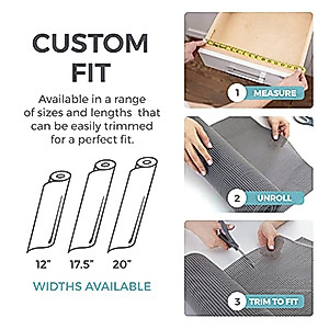 HOME GENIE Slip Resistant Drawer and Shelf Liner, Non Adhesive Roll, 12 Inch x 20 FT, Durable and Strong, Grip Liners for Drawers, Shelves, Cabinets, Pantry, Storage, Kitchen and Desks, Soft Gray