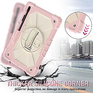 Tablet PC Case Compatible with Samsung Galaxy Tab S7 Plus 12.4 T970/T975/T976B(2020)/S7 FE 12.4 T730/T733/T736B (2021) Case,Heavy Duty Full Protective Shockproof Case W 360 Degree Rotating Multi-Funct
