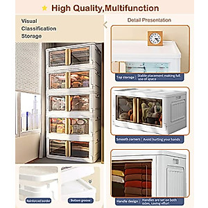 Storage Bins with Lids-78 Quart Plastic Storage Bins,4 Packs Stackable Storage Bins with Wheels,White Closet Organizers and Storage,Dual Open Collapsible Storage Bins for Home and Office Storage