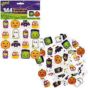 The Dreidel Company Halloween Temporary Tattoos, Great For Birthday Party Favors, Classrooms, Favor & Goody Bags, And Party Supplies, 2" Inches Assorted (144-Pack)