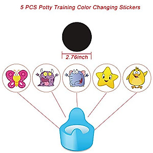 Potty Training Color Changing Stickers, Baby Toilet Training Sticker, Toilet Targets Stickers, Stickers for Potty Training Use with or Without Potty Chart or Potty Watch (5PCS) (A)