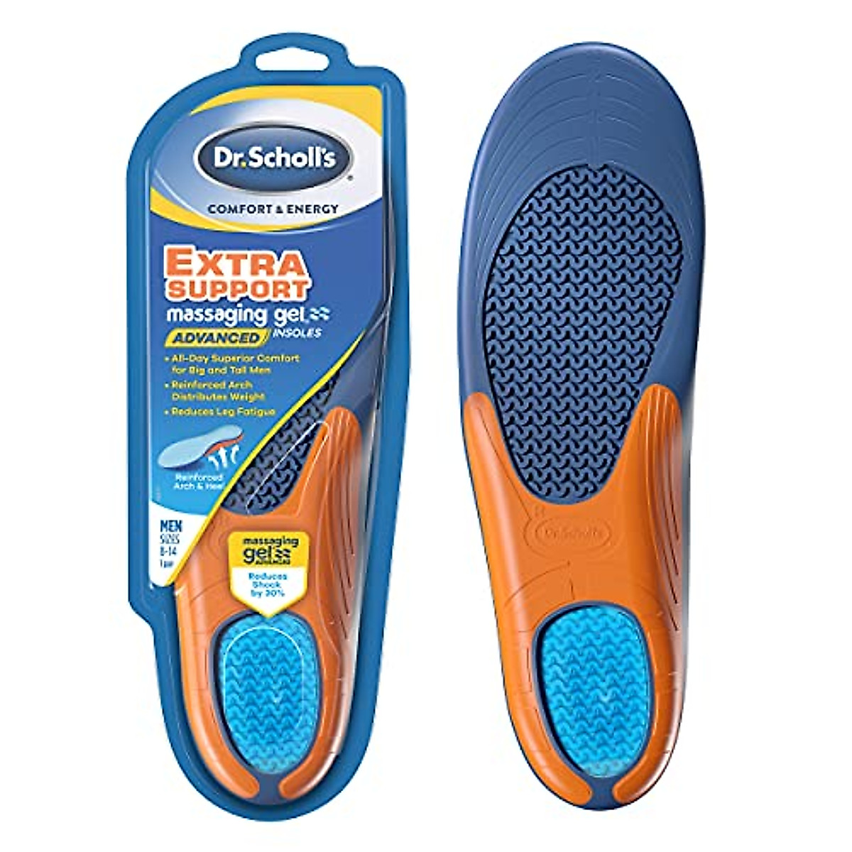 Dr. Scholl’s Extra Support Insoles Superior Shock Absorption and Reinforced Arch Support for Big & Tall Men to Reduce Muscle Fatigue So You Can Stay on Your Feet Longer (for Men's 8-14)