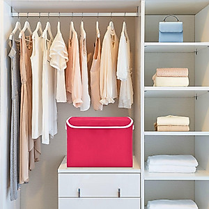 Storage Bins with Lid Cherry Red Toys Fabric Storage Basket Large Collapsible Organizers Bedroom Storage Boxes Cubes and Handles for Clothes Office Shelves