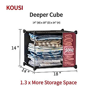 KOUSI Large Cube Storage - (16 Cubes) Organizer Shelves Clothes Dresser Closet Storage Organizer Cabinet Shelving Bookshelf Toy Organizer (56"x18"x56")