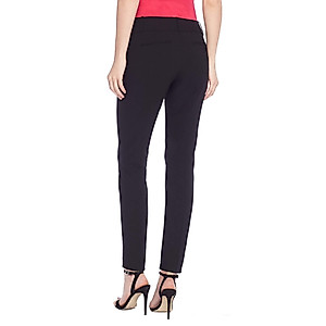 SATINATO Women's Straight Pants Stretch Slim Skinny Solid Trousers Casual Business Office Black