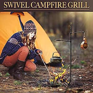 Swivel Camping Grill Grate Set｜Portable Campfire Cooking Grill for Campfire Grill Grate Over Outdoor Bushcraft Fire Pits