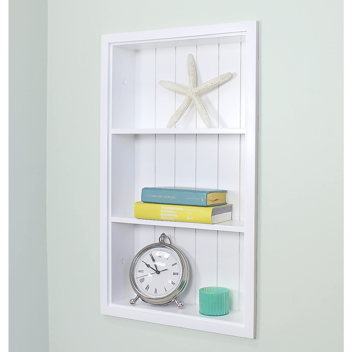 Fox Hollow Furnishings 14x24 Sloane Recessed Wall Niche Medicine Cabinet Replacement, in The Wall Bathroom Cabinet Insert Shelf/Shelves, Made in North America, Real Wood, NO MDF, White Beadboard Back