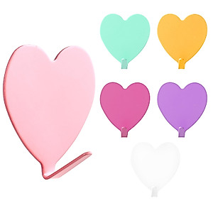 COMNICO 6 Pack Heart Shaped Adhesive Hooks Decorative Hanging Wall Hook Stainless Steel Sticky Hangers Cute Heavy Duty Hooks Without Nails for Keys Towel Home Kitchen Bathroom Office Classroom