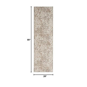 Inspire Me! Home Décor Metallic Modern Grey Mocha 2'2" x 7'6" Area -Rug, Easy -Cleaning, Non Shedding, Bed Room, Living Room, Dining Room, Kitchen (2x8)