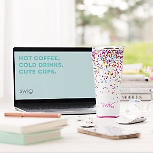 Swig Life XL 32oz Tumbler, Insulated Coffee Tumbler with Lid, Cup Holder Friendly, Dishwasher Safe, Stainless Steel, Extra Large Travel Mugs Insulated for Hot and Cold Drinks (Black)