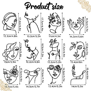 12 Pcs Acrylic Lady Face Cake Topper Minimalist Art Happy Birthday Cake Toppers Women Wedding Cake Decoration for Wedding Birthday Party (Black)