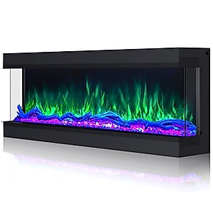 Cosmopolitan Fireplaces Phoenix Omnivue Series 68 inch 3 Sided Electric Fireplace Insert, Smart Wi-Fi Wall Mount/Built-in Fireplaces, 251 Realistic Flames, Low Noise 3000/1500Watt Fireplace Heater